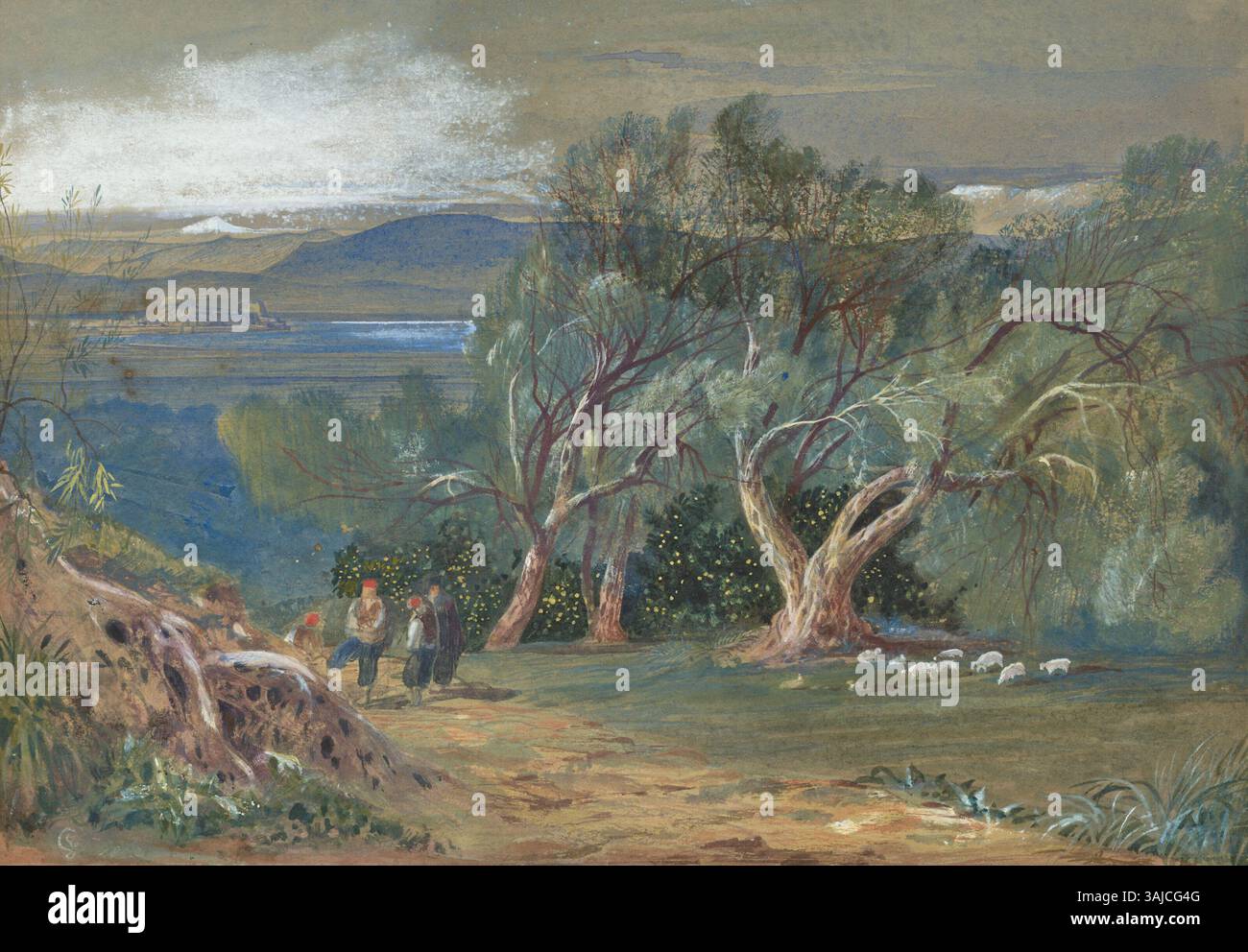Edward Lear’s 1862 watercolour offers a distant view of Corfu from ...