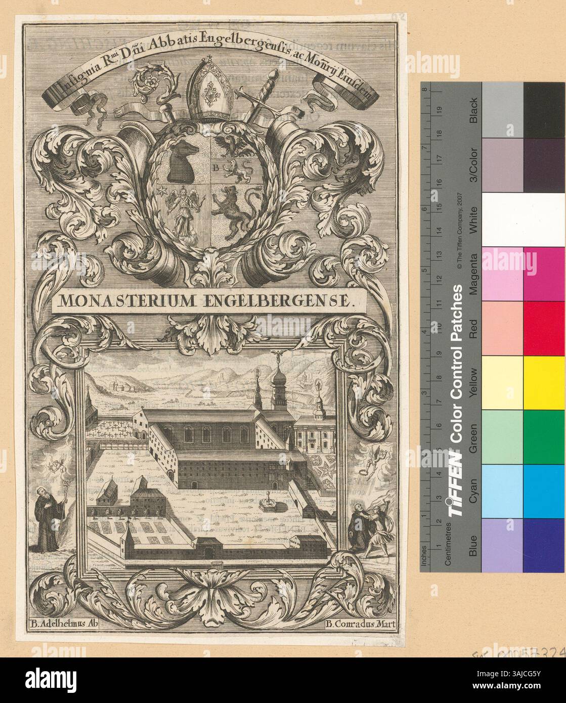 This 1702 etching represents the Monastery of Engelberg, highlighting ...