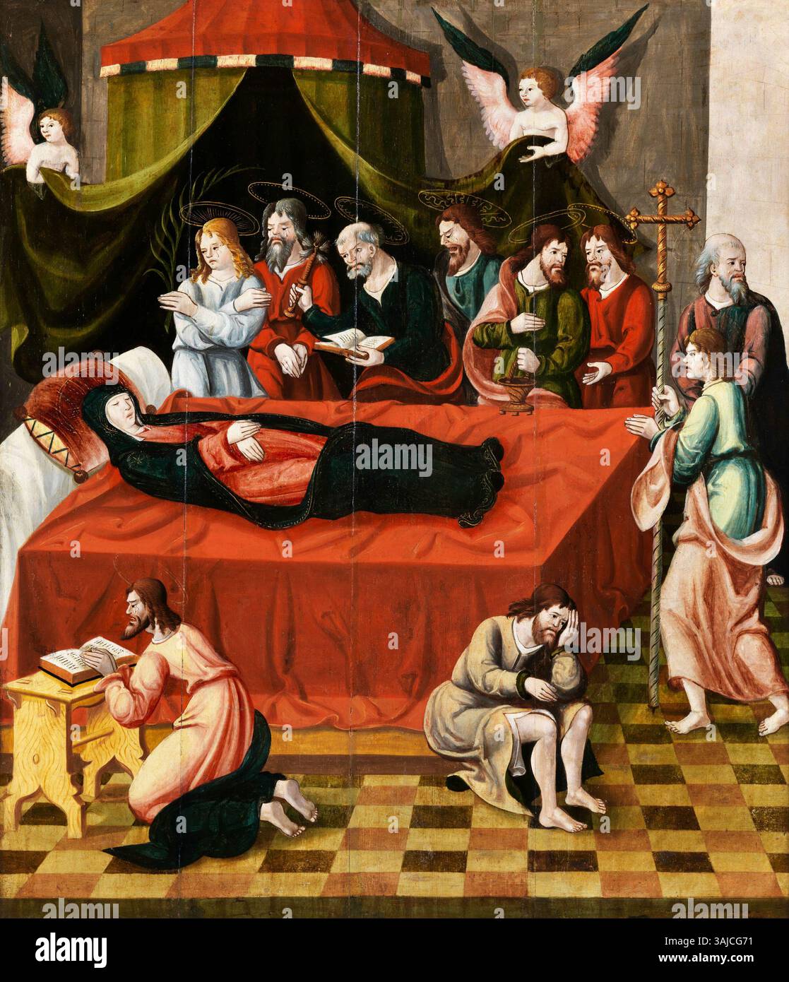 This circa 1520 painting, *Dormitio* or *Marientod*, depicts the death ...