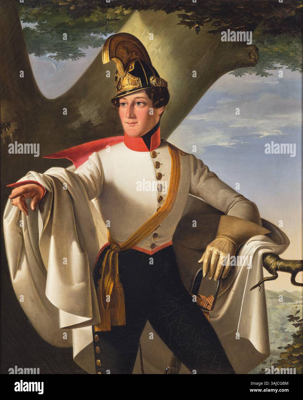 This oil painting represents an Austrian Dragoon officer, created circa ...