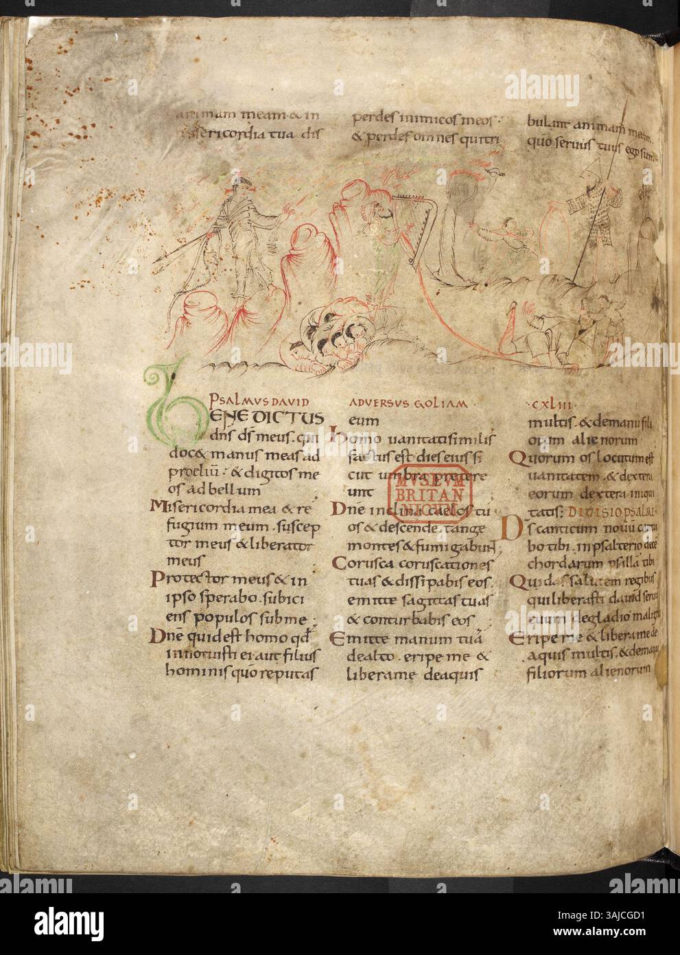 This page from the Harley Psalter, created between 1000 and 1050 ...