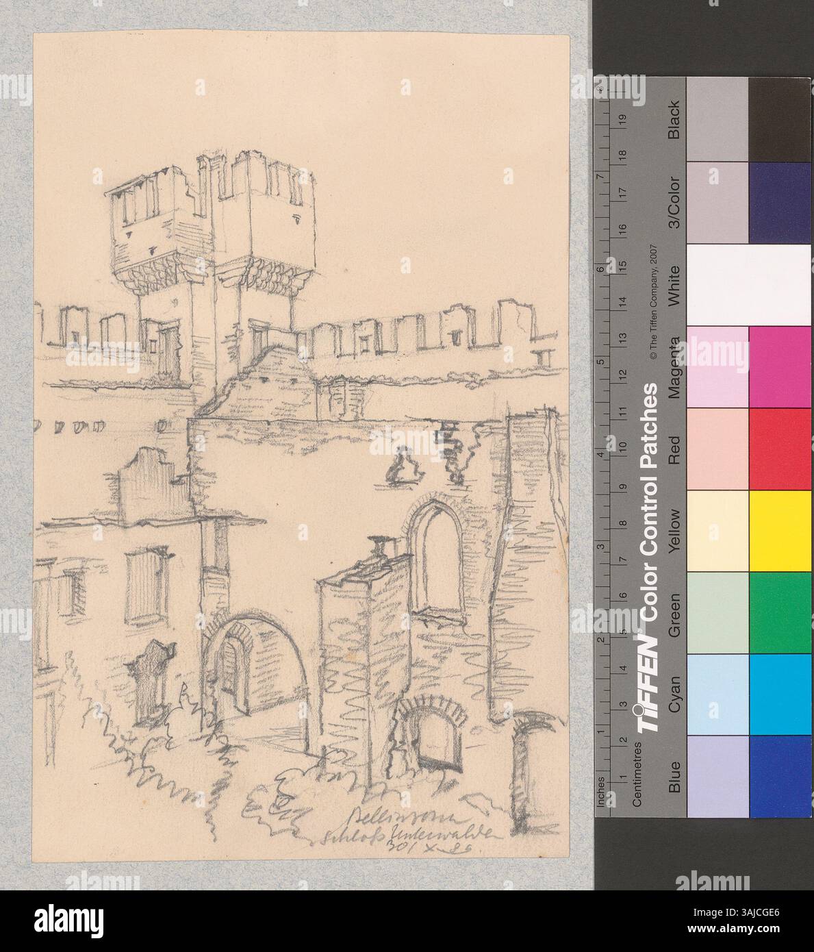 This 1889 drawing by Johann Rudolf Rahn shows the courtyard of Castello ...