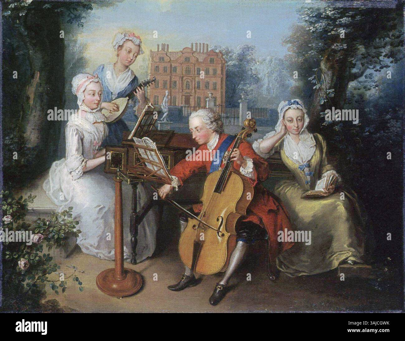 This 1733 group portrait by Philip Mercier depicts Frederick, Prince of ...