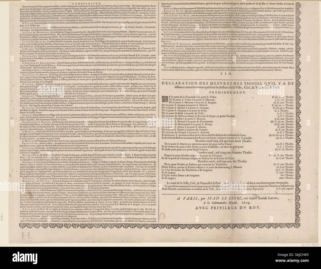 This final section of text from the Vassallieu map of Paris offers ...