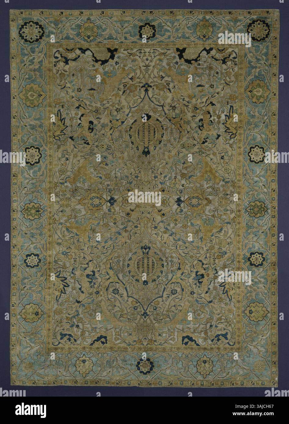 This 1600-1625 hand-knotted silk pile carpet from Isfahan is known for ...