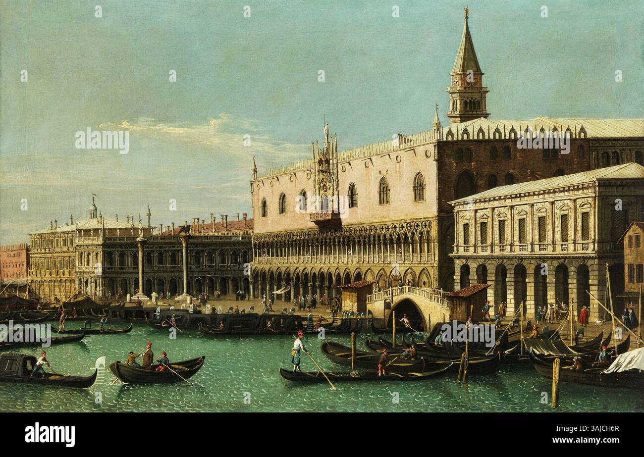 Bernardo Bellotto's painting 'Dogenpalast' shows the pier in Venice ...