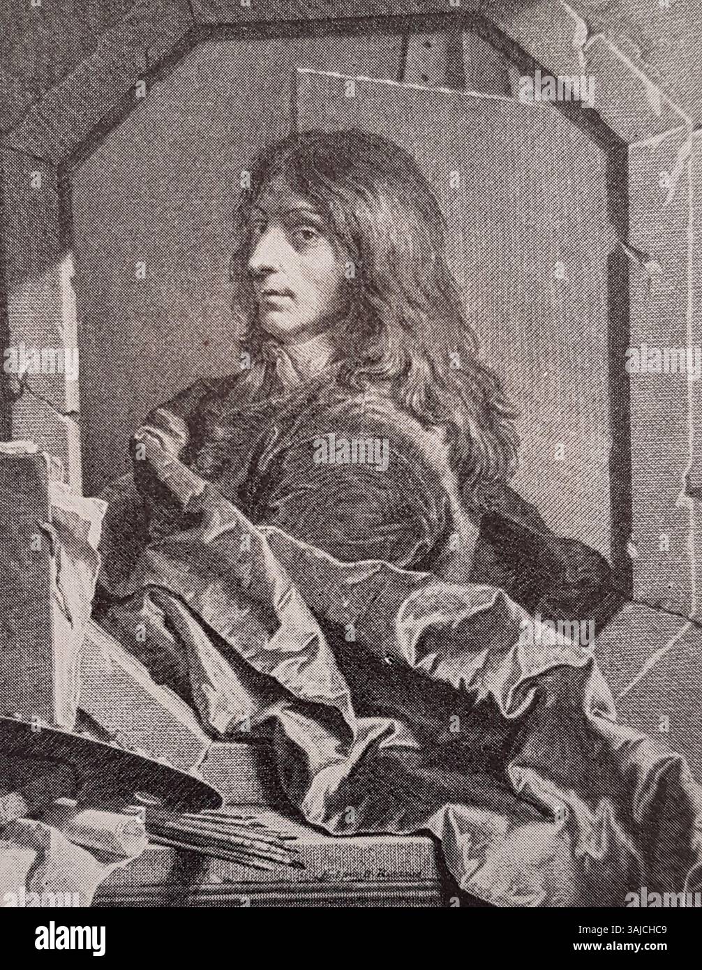 A copper engraving of Sebastian Bourdon, a noted French artist of the ...