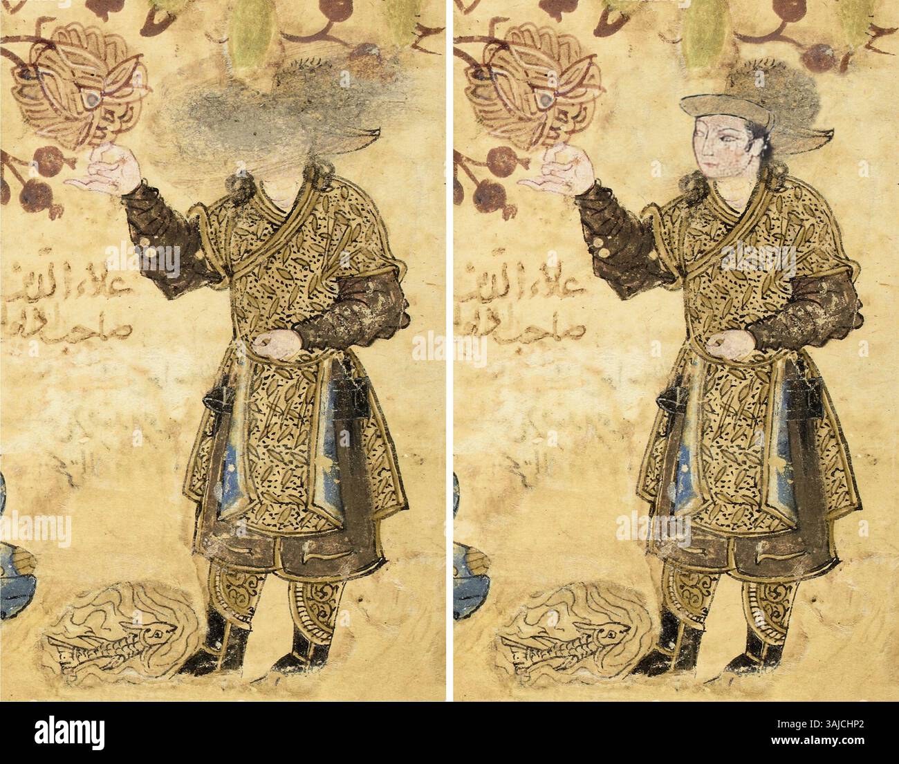 The head reconstruction diptych of Arghun, dated to the 13th century ...