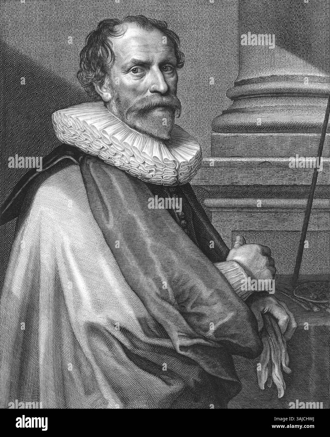 Engraving of the portrait of Michiel Jansz Mierevelt, created by Willem ...