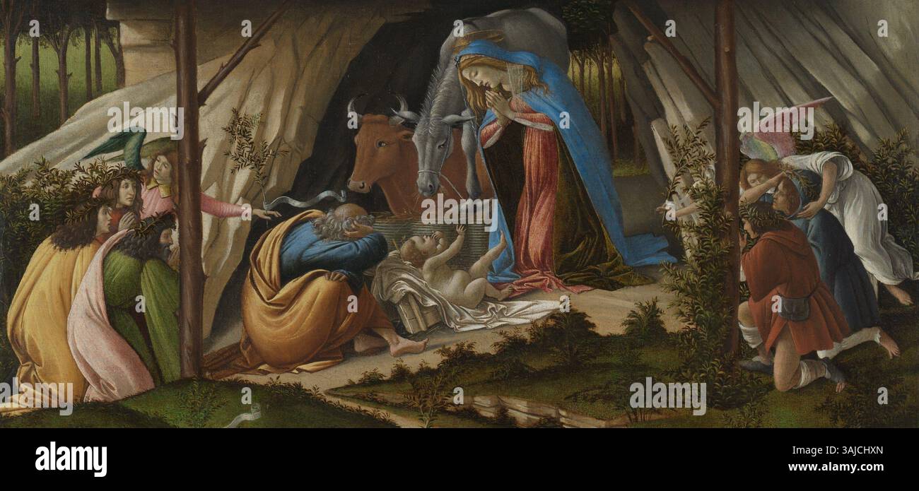This painting, 'Mystic Nativity,' by Sandro Botticelli (1500), depicts ...
