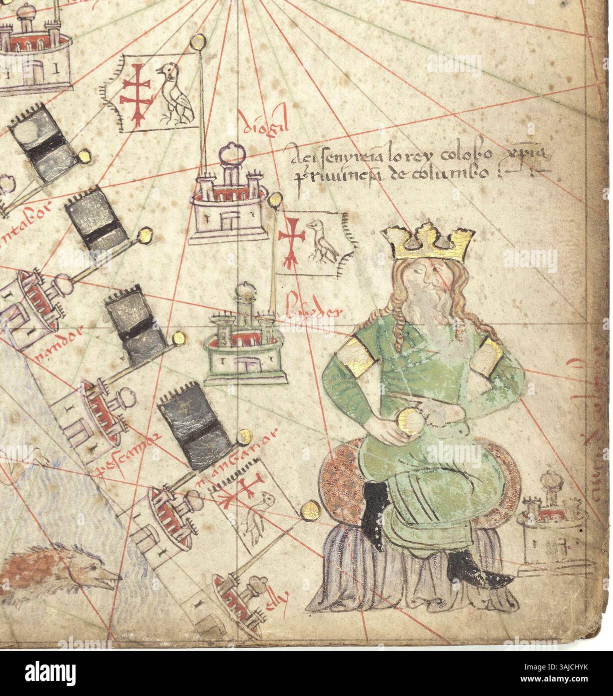 The King of Colombo, depicted in the 1375 Catalan Atlas, shows the ...