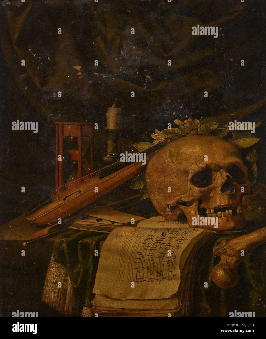 Carstian Luyckx's 17th-century Vanitas still life features a skull, a ...