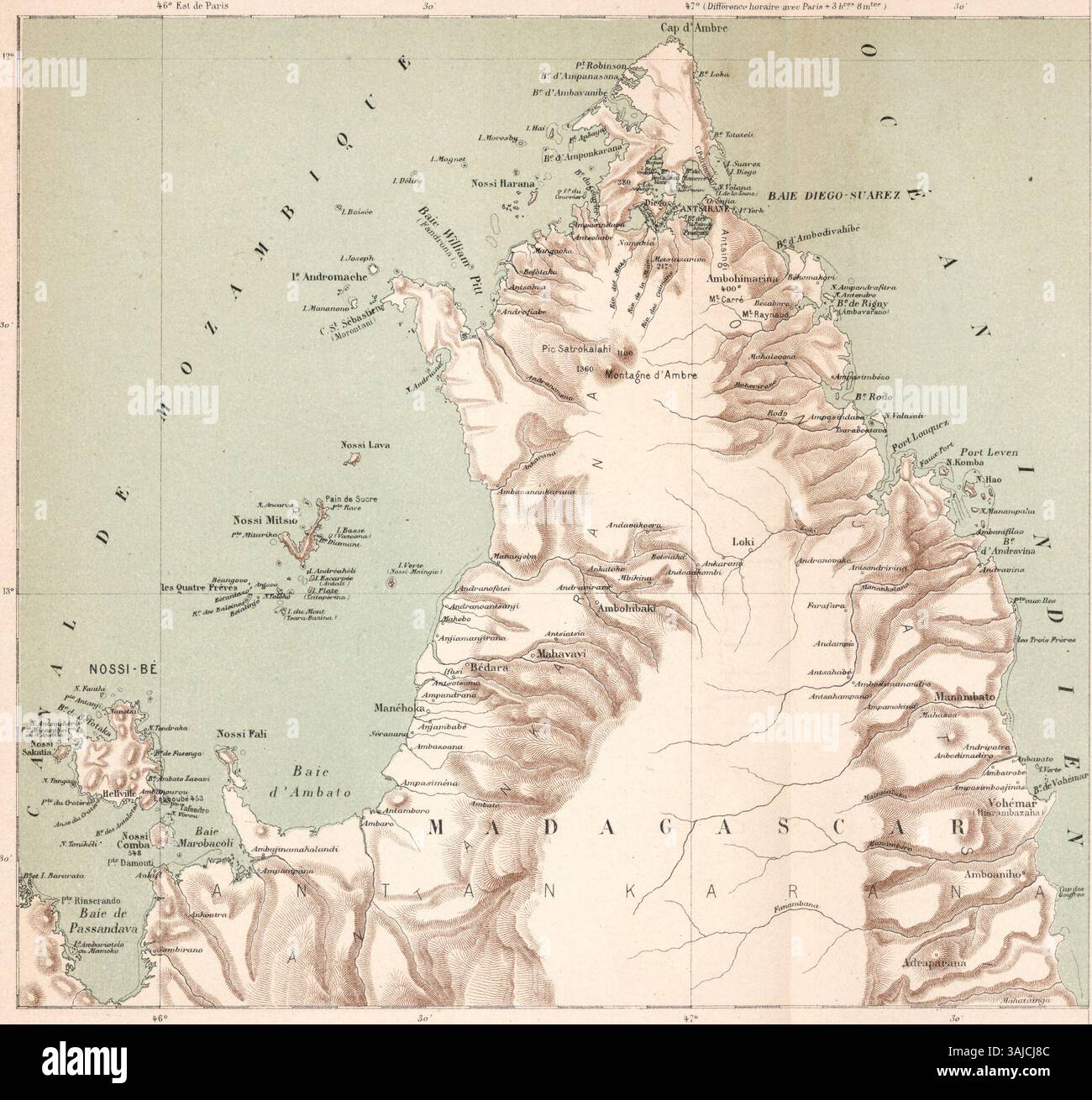 The 'Diego-Suarez à Nossi-Bé' map from the 1891 'Nouvel atlas des ...