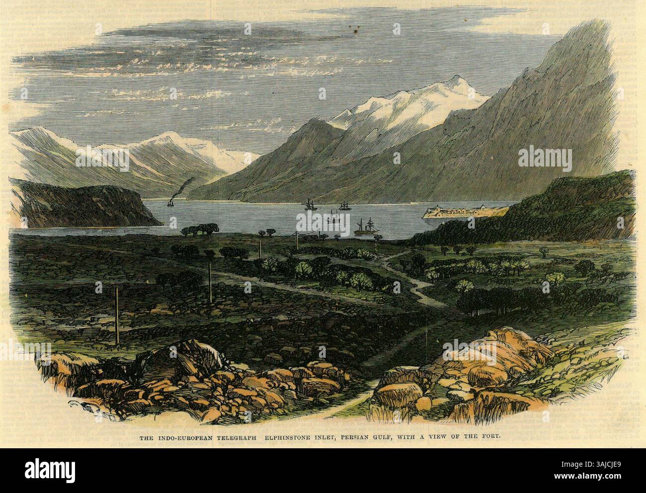 An 1865 illustration depicting the Indo-European Telegraph at ...
