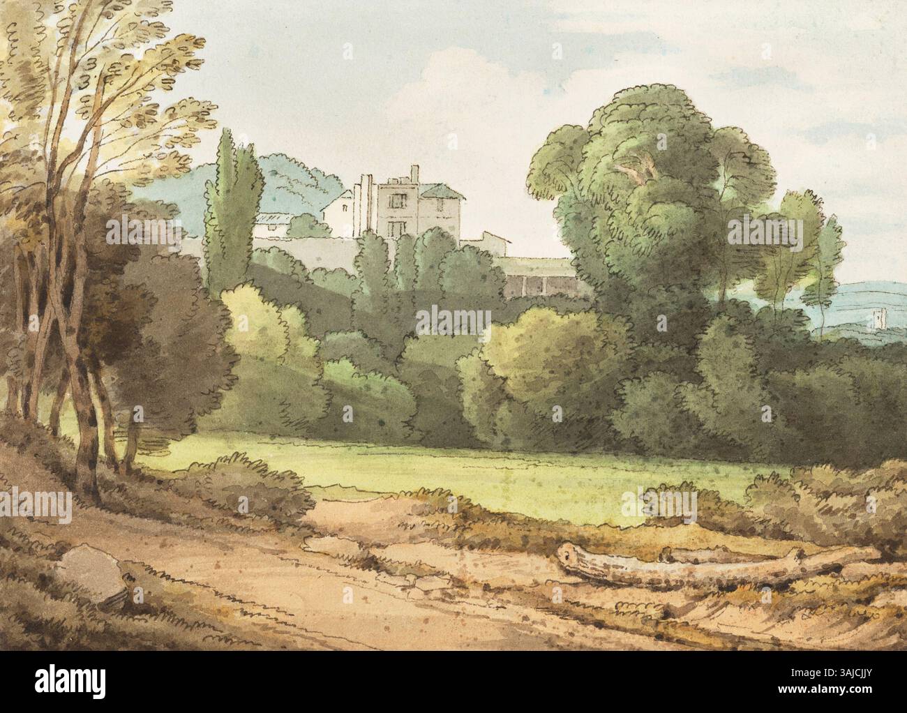 A detailed pencil, pen, and watercolor drawing by John White Abbott ...