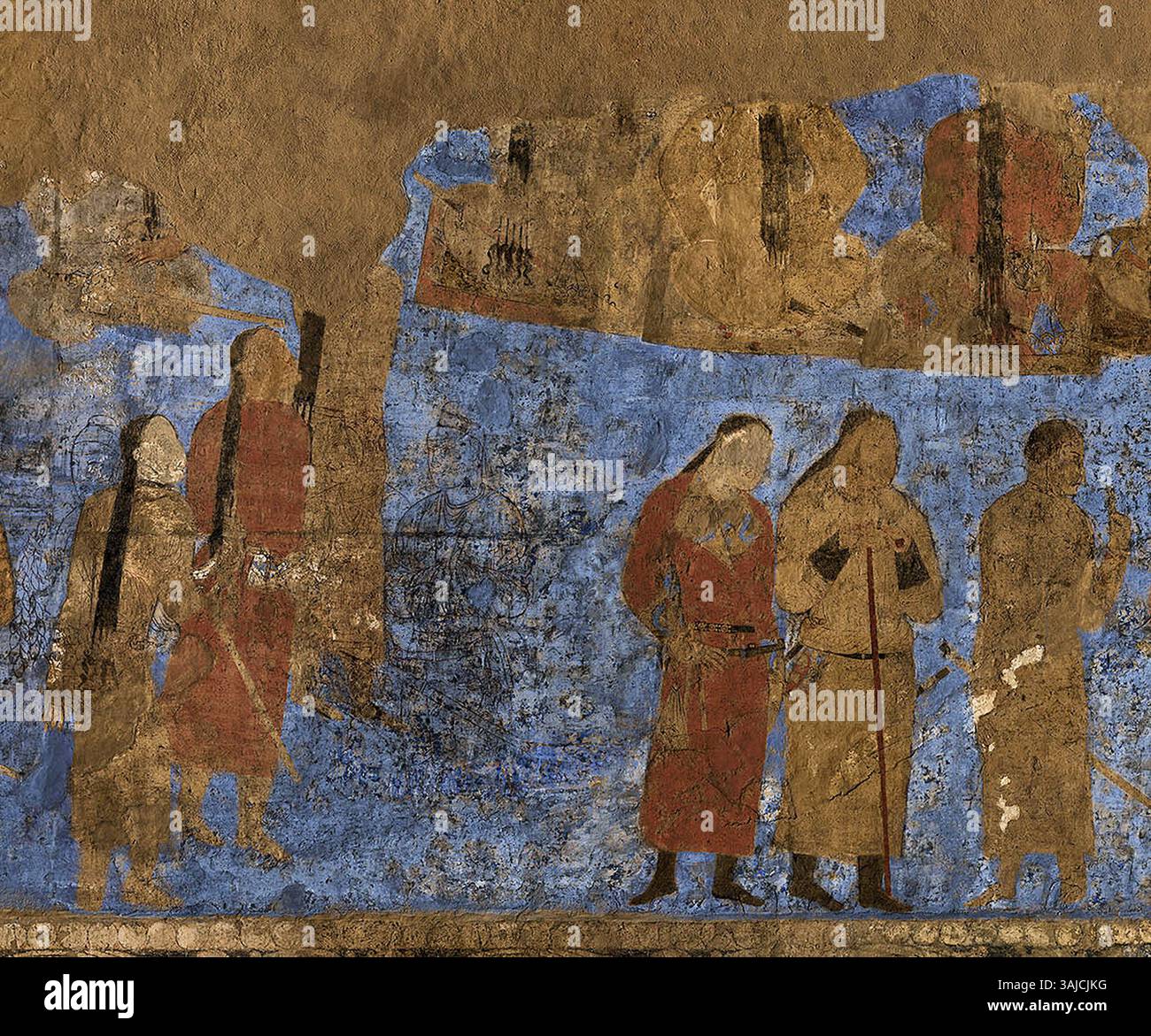 This scene from the Afrasiab murals shows Western Turkic attendants ...