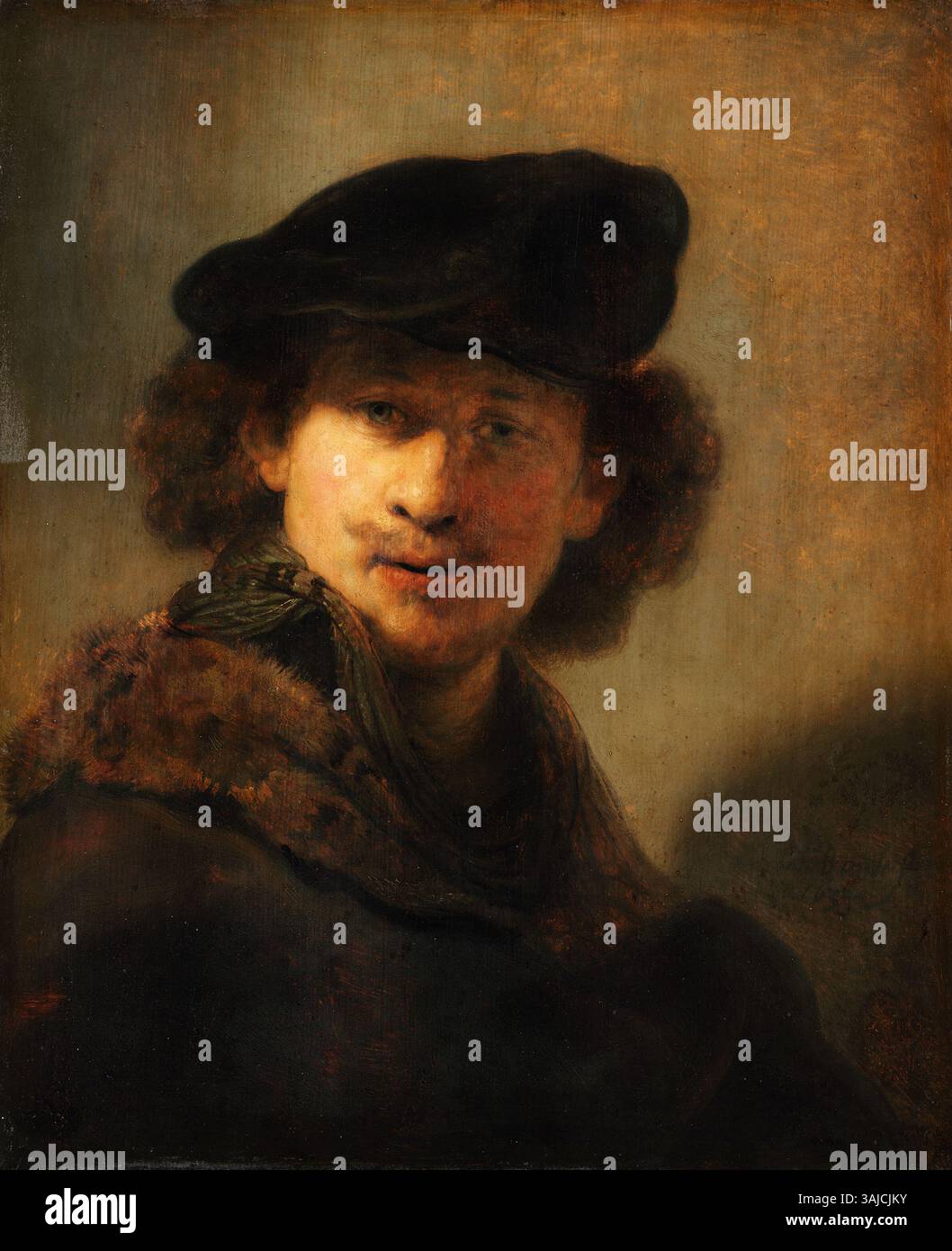 Rembrandt's self-portrait from 1634 presents the artist with a velvet ...