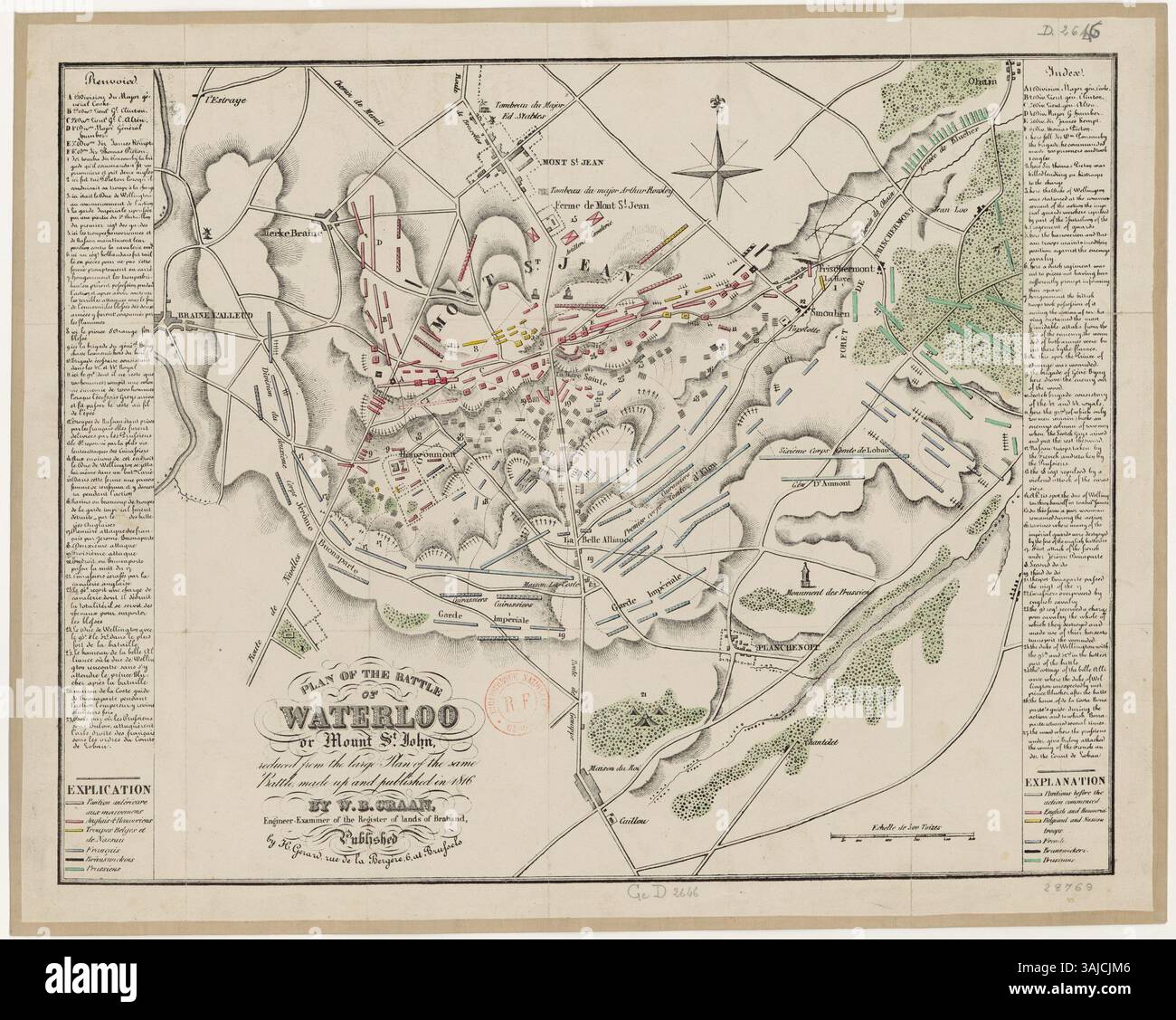 This reduced version of the 1816 map of the Battle of Waterloo, created ...