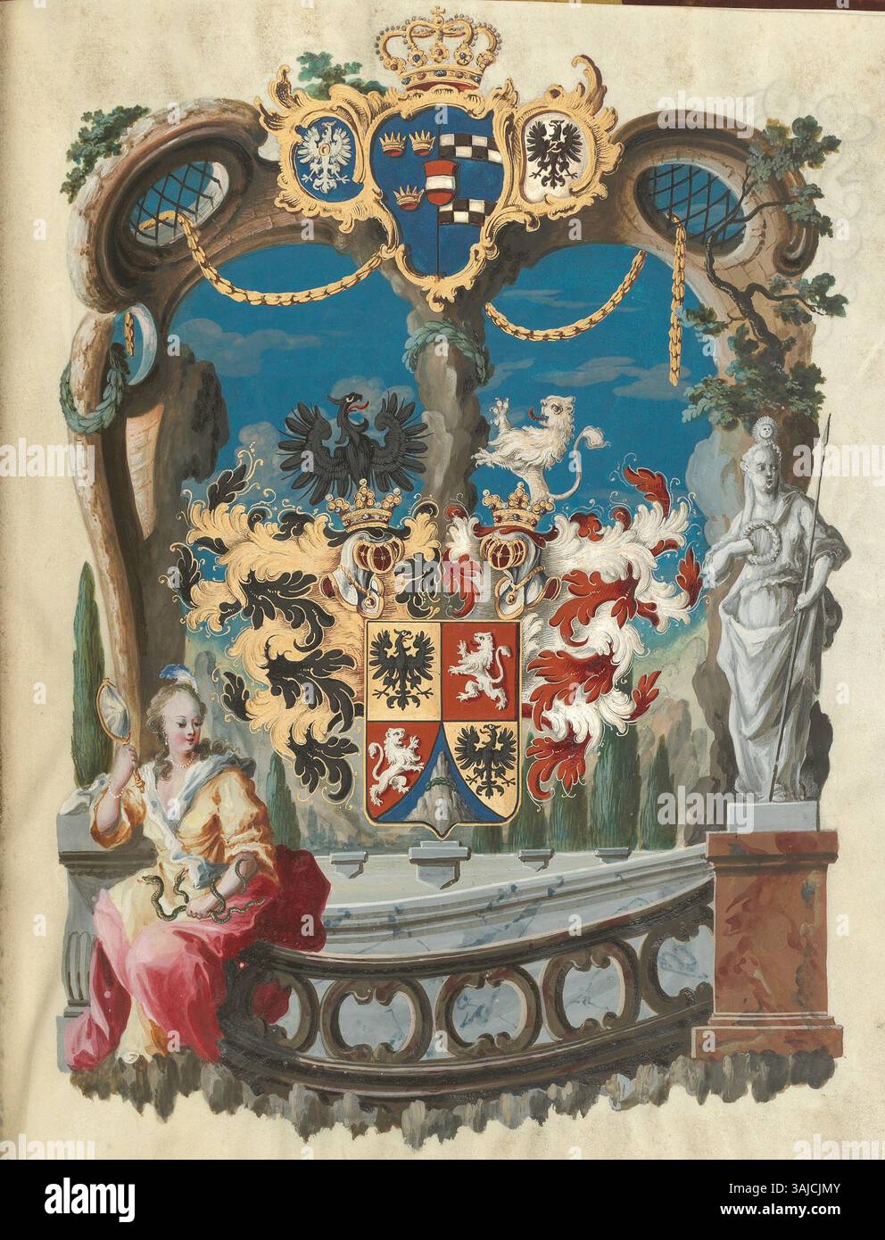 Coat of arms for Franz Anton von Kranzberg, awarded on January 22, 1779 ...