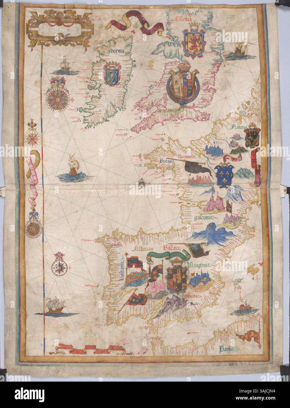 The Queen Mary Atlas, created by Diogo Homem in 1558, depicts the ...