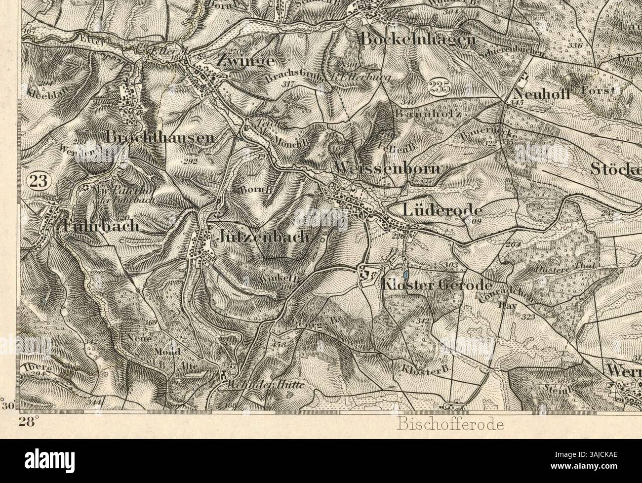 Map section of the German Empire from the 1887 edition, showing the ...