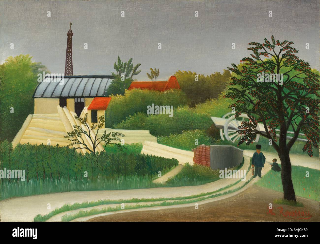 Henri Rousseau’s 'Scierie aux environs de Paris' depicts a sawmill near ...