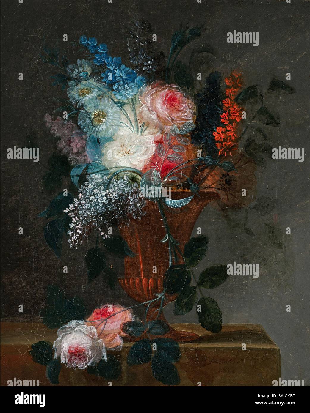 A floral still life by Josse-François-Joseph Leriche, created in 1812 ...