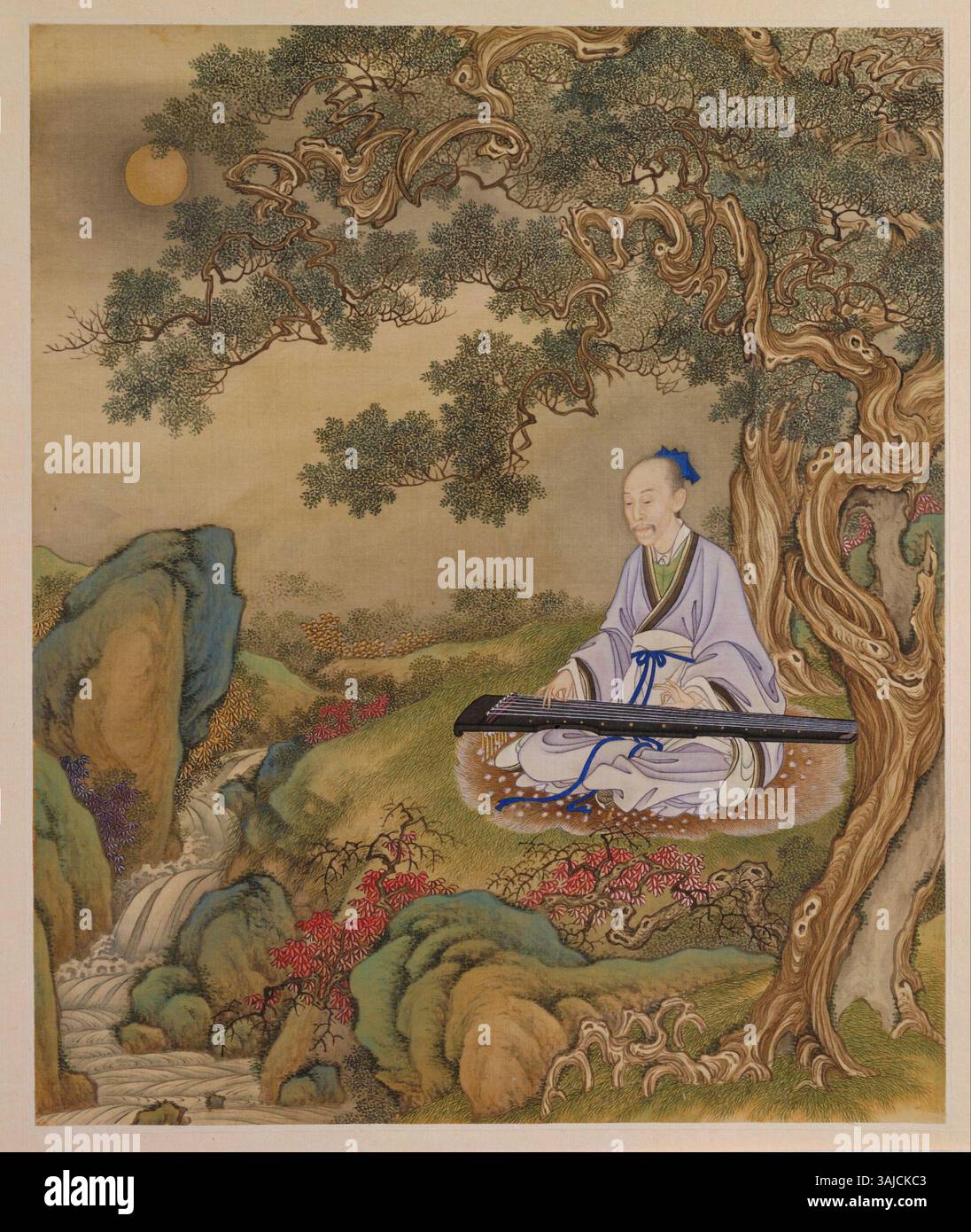 An ink and color painting on silk depicting the Yongzheng Emperor ...