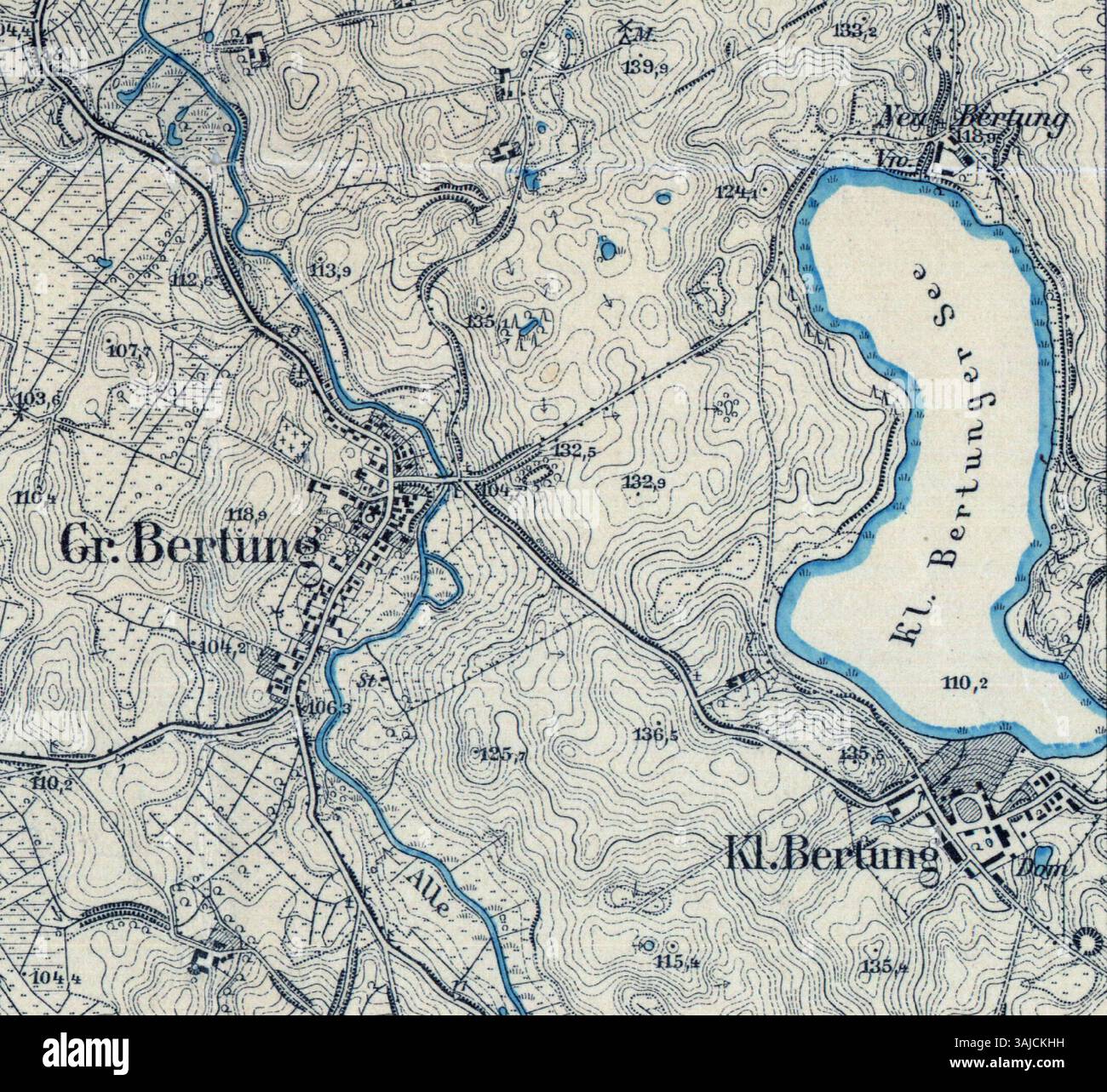 This 1914 topographic map shows the region of Bartg and the ...