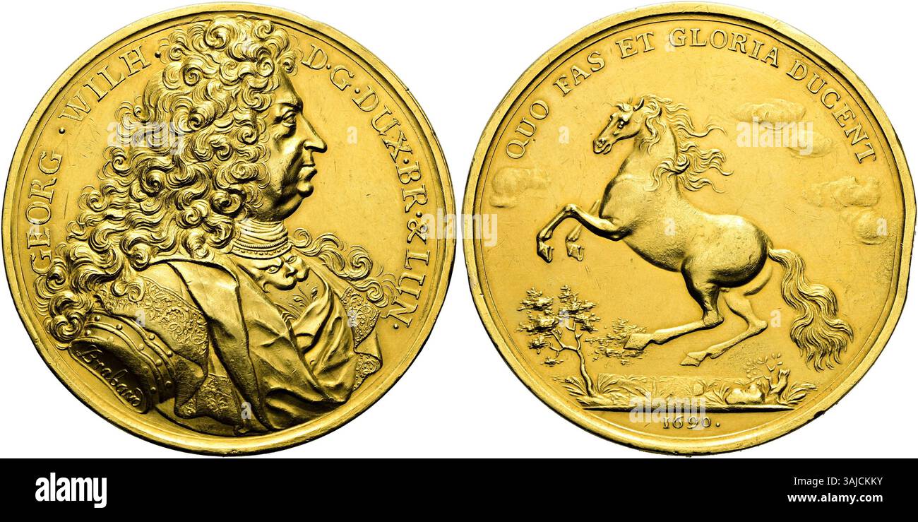 Gold medal depicting Duke Georg Wilhelm of Braunschweig-Lüneburg ...