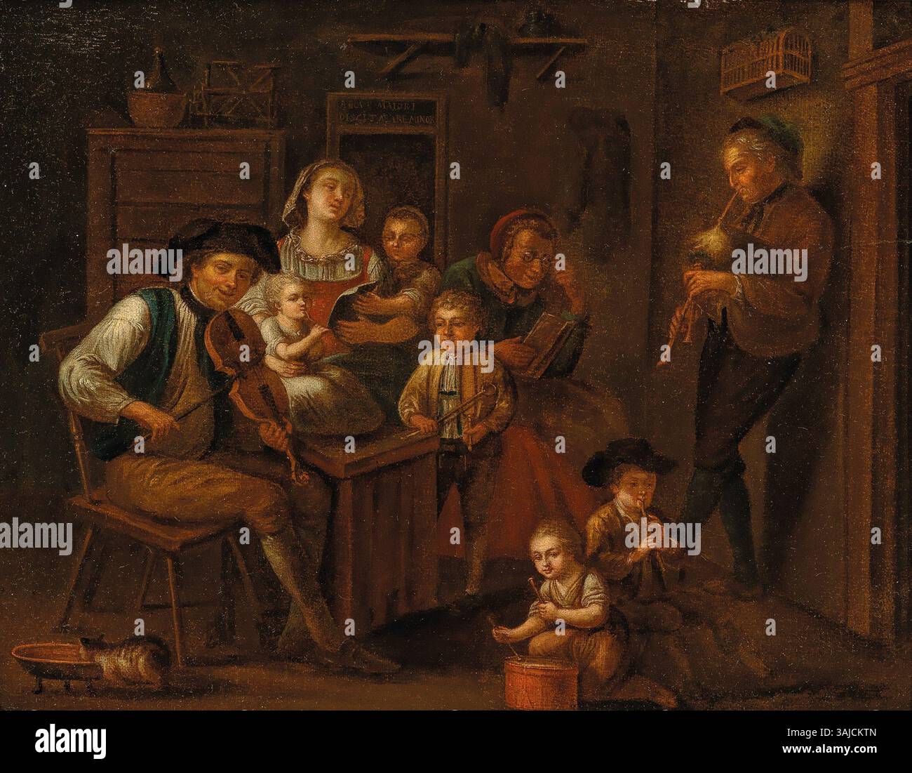 This 18th-century oil painting from the German School depicts a peasant ...