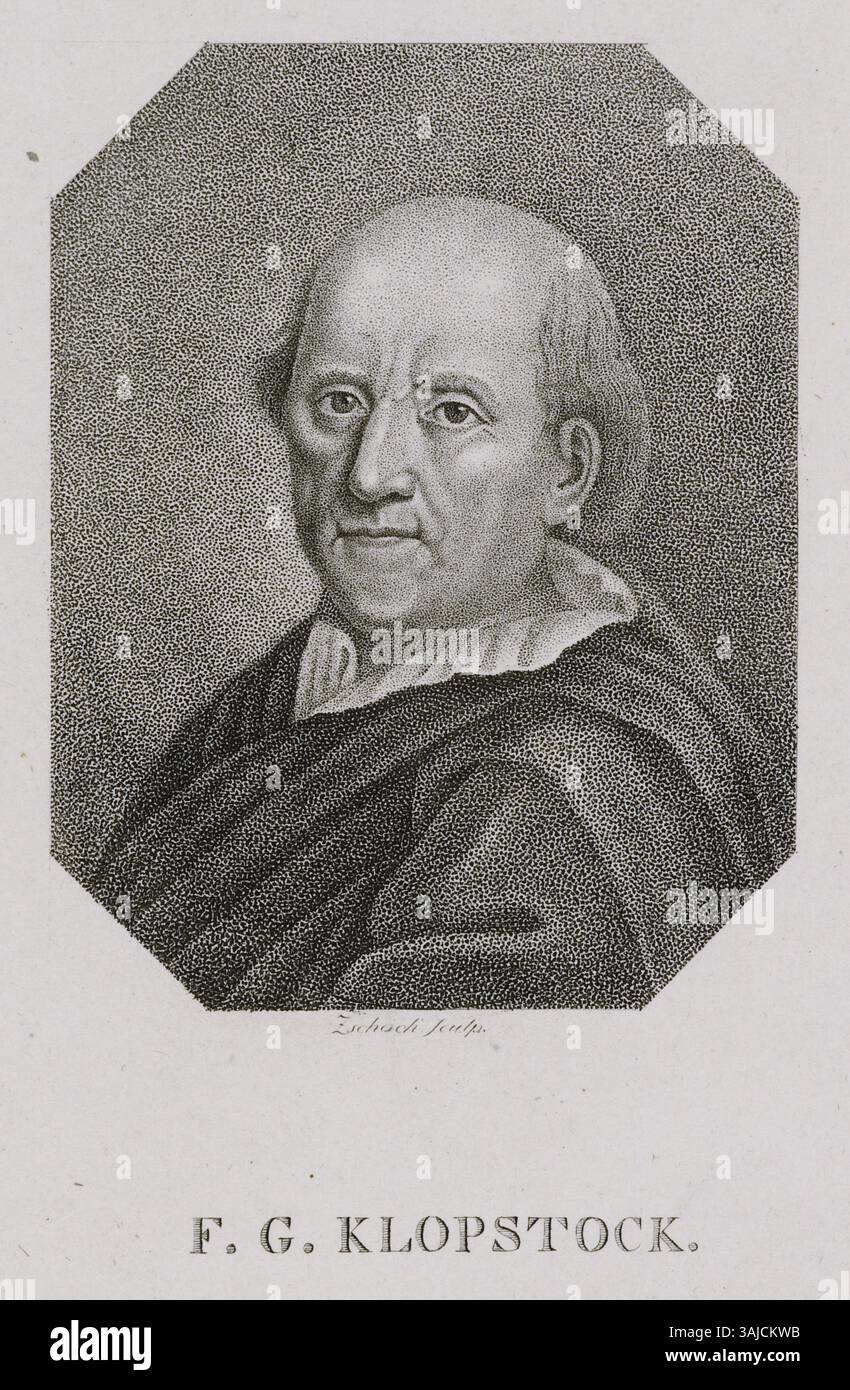 Friedrich Gottlieb Klopstock, depicted in a copper engraving by ...