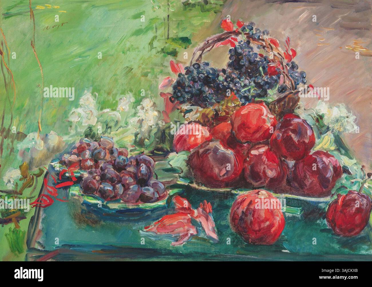 Max Slevogt's still life painting, 'Stillleben mit Äpfeln, Trauben und ...