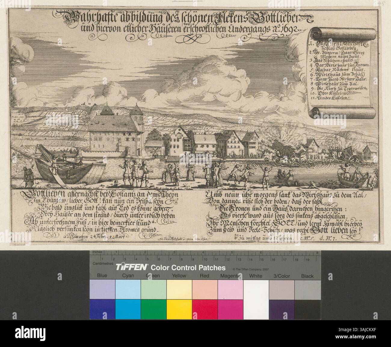 This engraving from 1692–1693 shows the town of Gottlieben, depicting ...