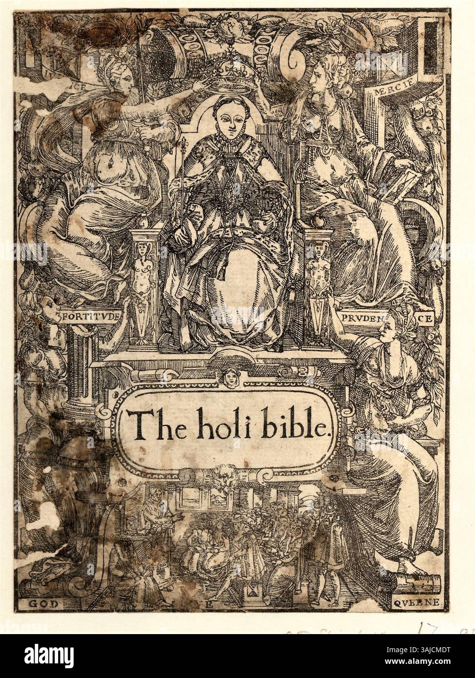 The 1569 title page of the *Bishop's Bible* features an allegorical ...