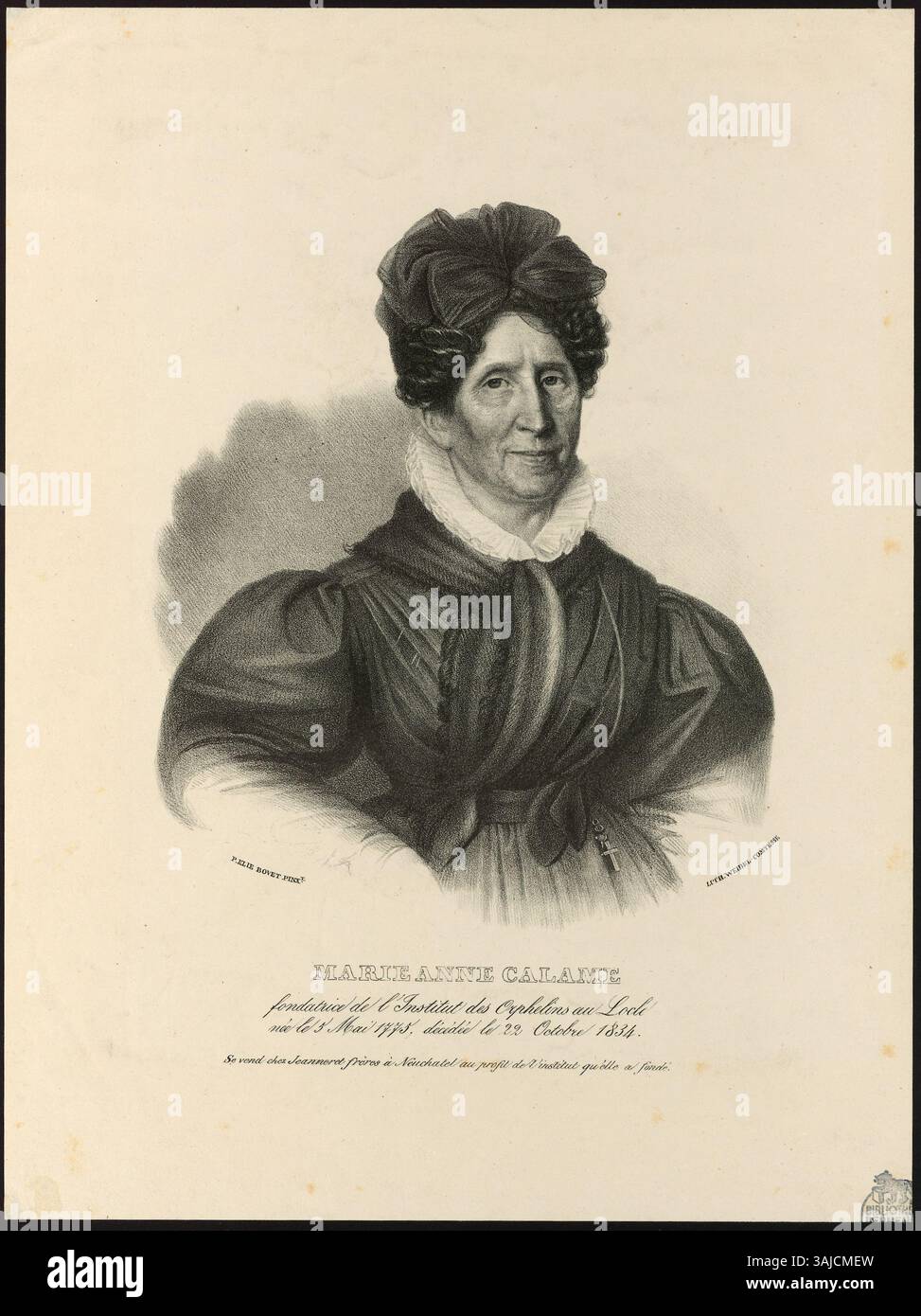 A lithograph of Marie-Anne Calame (1775-1834), created by Charles ...