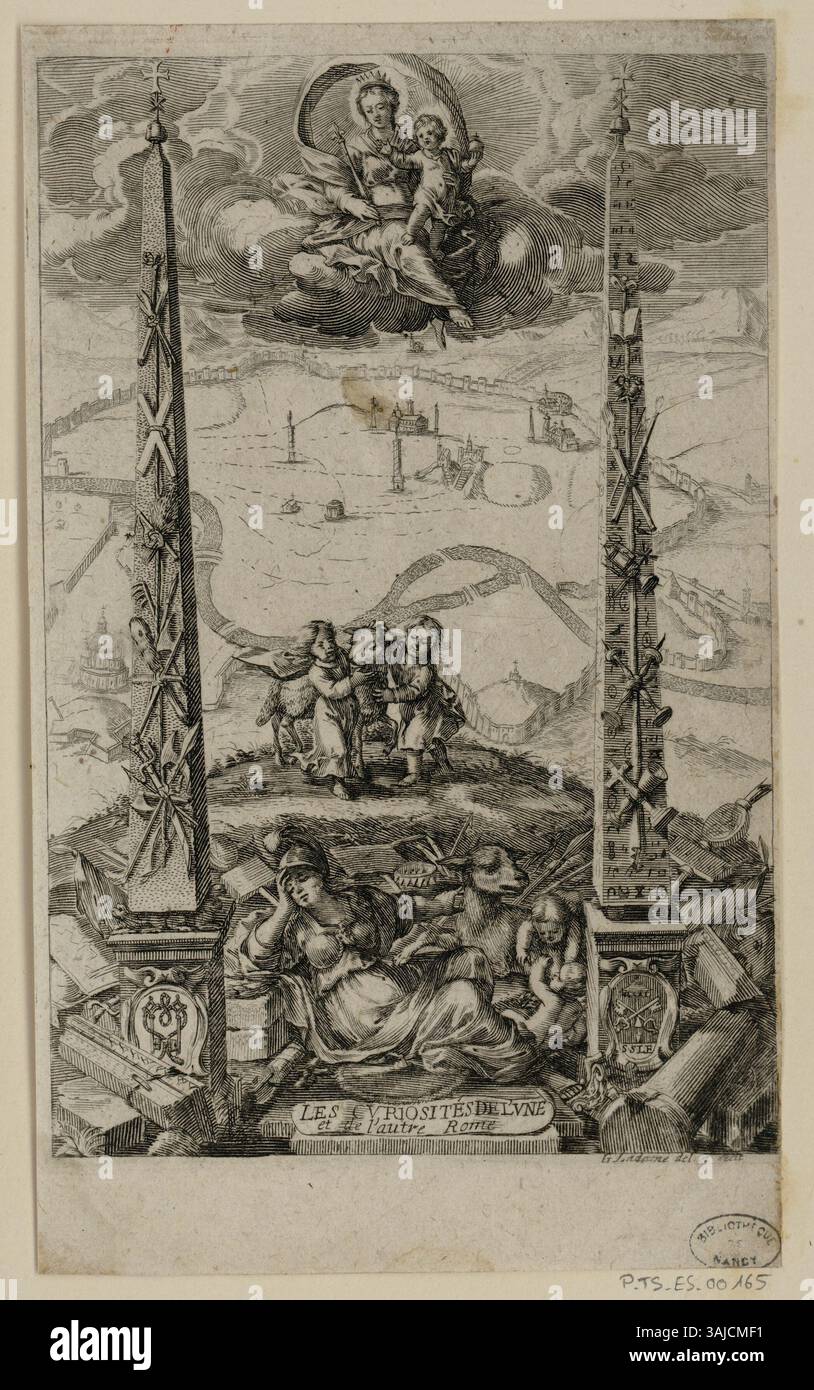 A 1655-1659 print titled 'Les curiosités de l'une et de l'autre Rome ...