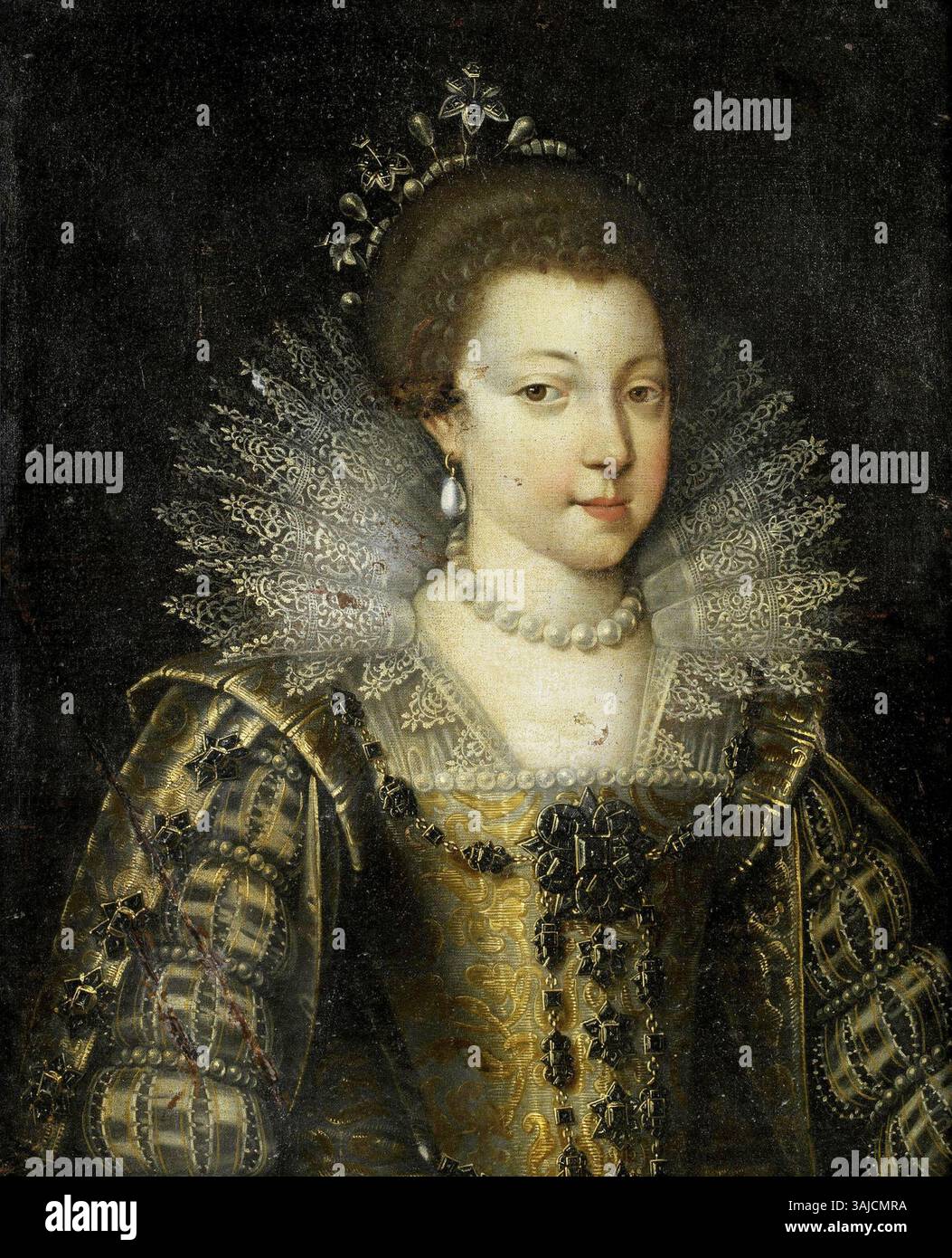 A 17th-century oil painting, attributed to the Circle of Frans Pourbus the Younger, depicts a ...