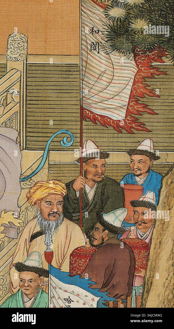 This 1761 painting portrays delegates from Khotan in Beijing, China ...