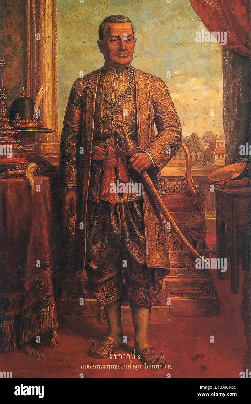 This portrait of King Rama I of Siam (Yodfa Chulalok) was created ...