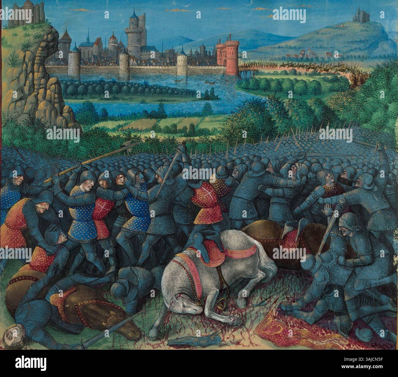 Jean Colombe's illumination, 'Passages d'outremer', depicting the ...