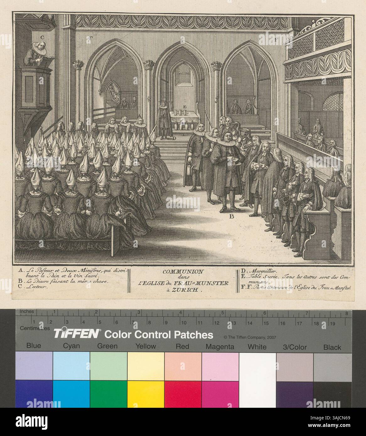 This etching depicts a communion scene within Zürich's Fraumünster ...