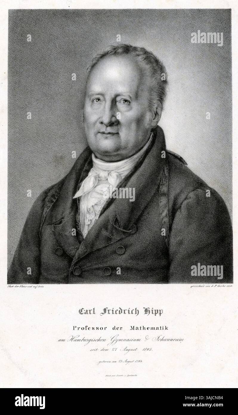 Lithograph portrait of Carl Friedrich Hipp, created by Johann Philipp ...