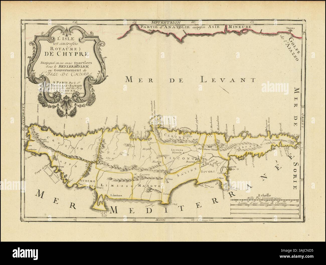 A 1720 map of Cyprus titled 'L'Isle (et autrefois Royaume) De Chypre ...