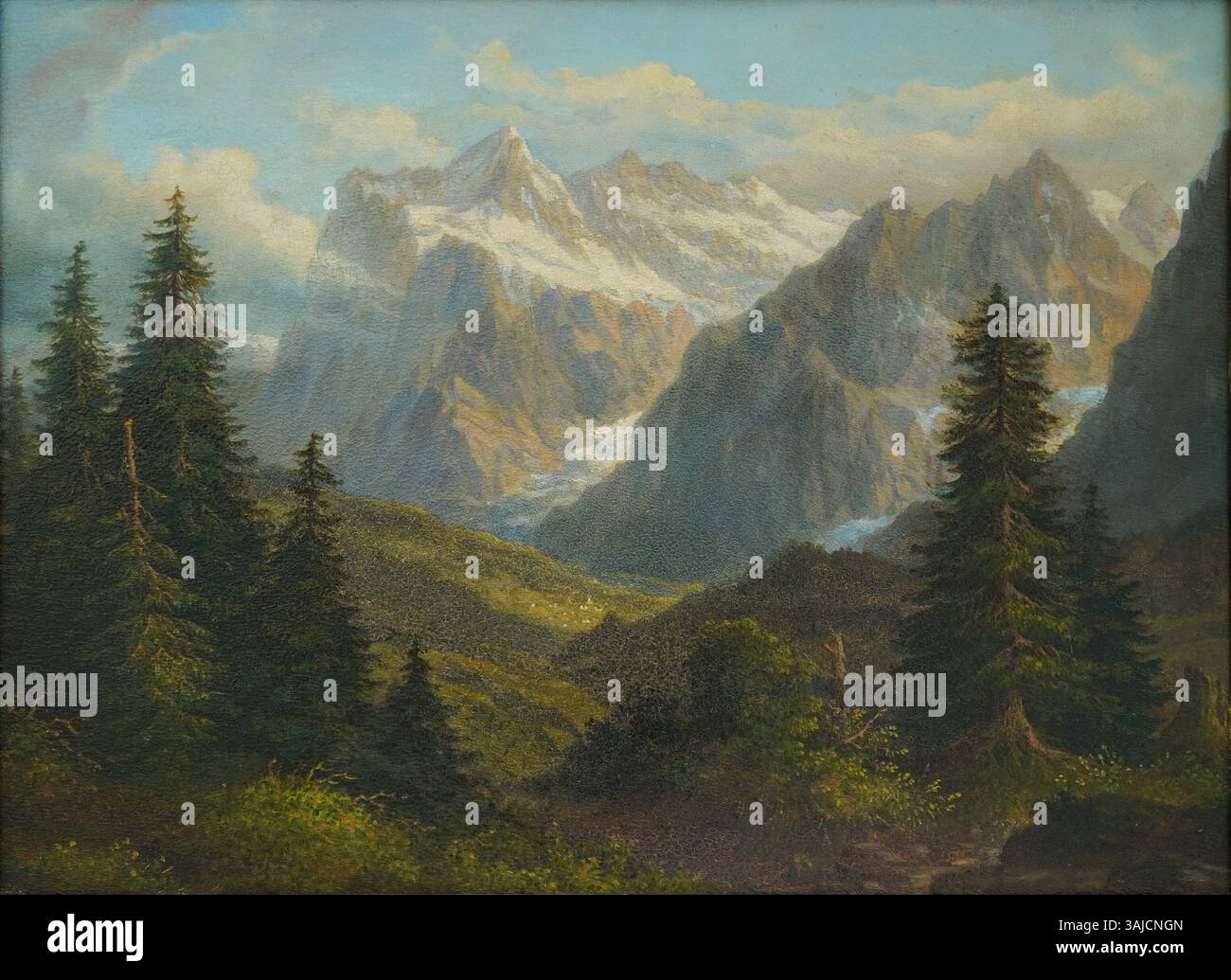 Johann Heinrich Müller's painting, Wetterhorn und Mettenberg (1860-1890 ...