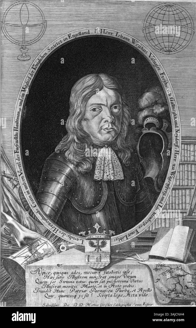 Self-portrait of Johann Weikhard von Valvasor (1641–1693), a Carniolan ...