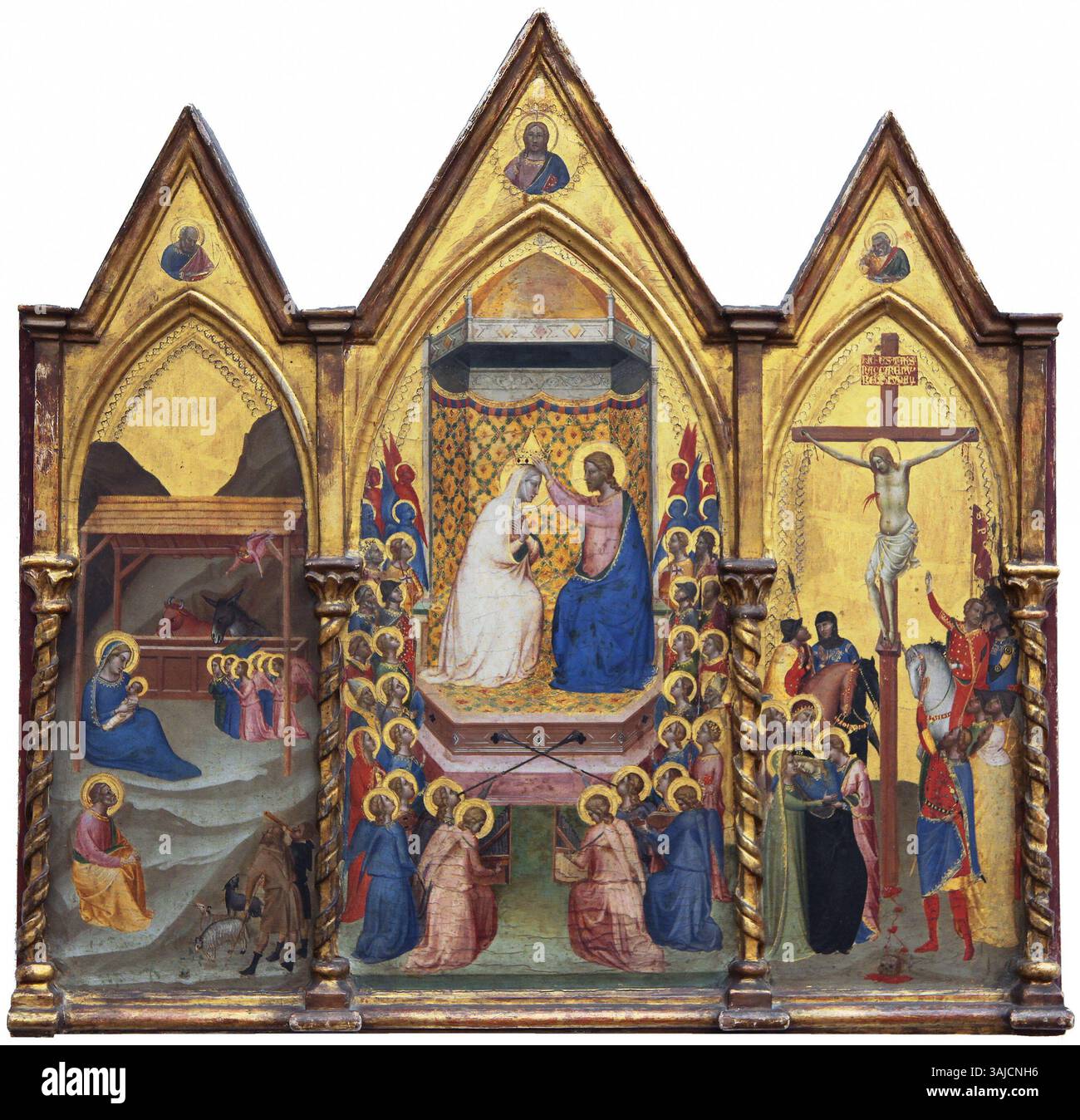 The triptych by Bernardo Daddi, created between 1338 and 1340, depicts ...