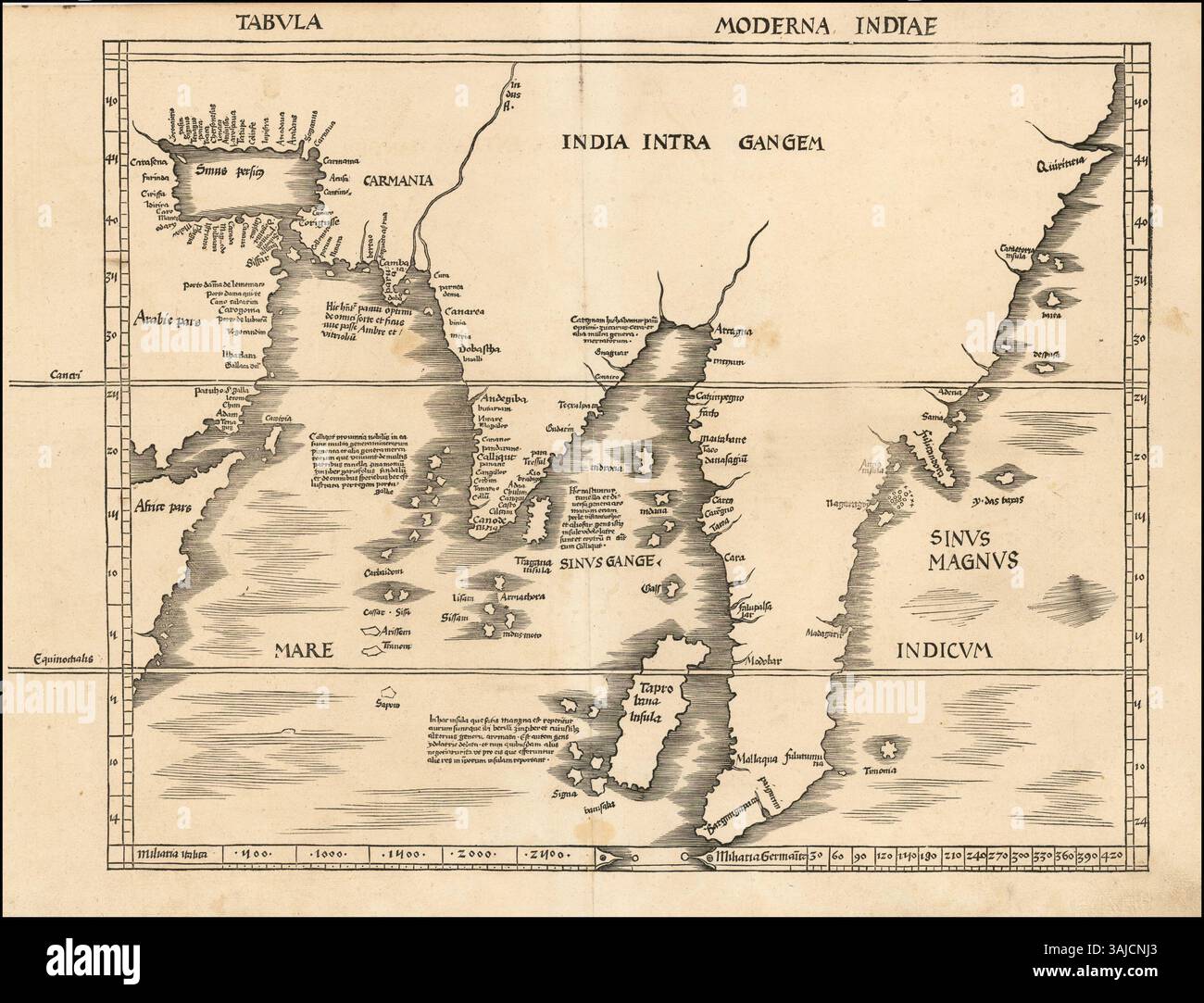 Martin Waldseemüller’s 1513 map illustrates South and Southeast Asia ...