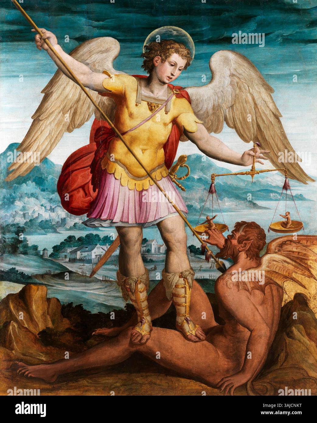 This 16th-century oil painting from the Tuscan school depicts the ...