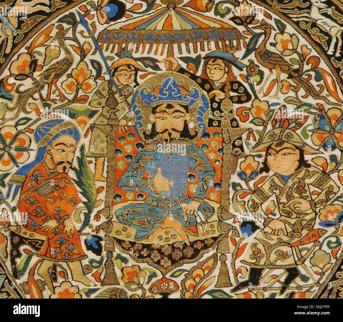 Detail of a 1315 Ilkhanate silk circular, showcasing intricate designs ...